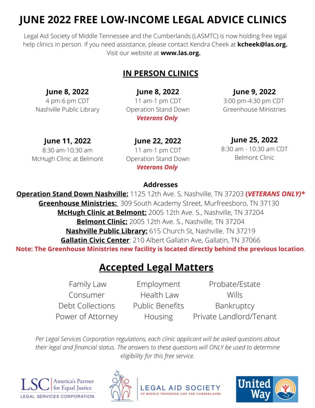 June Flyer | Legal Aid Society of Middle Tennessee